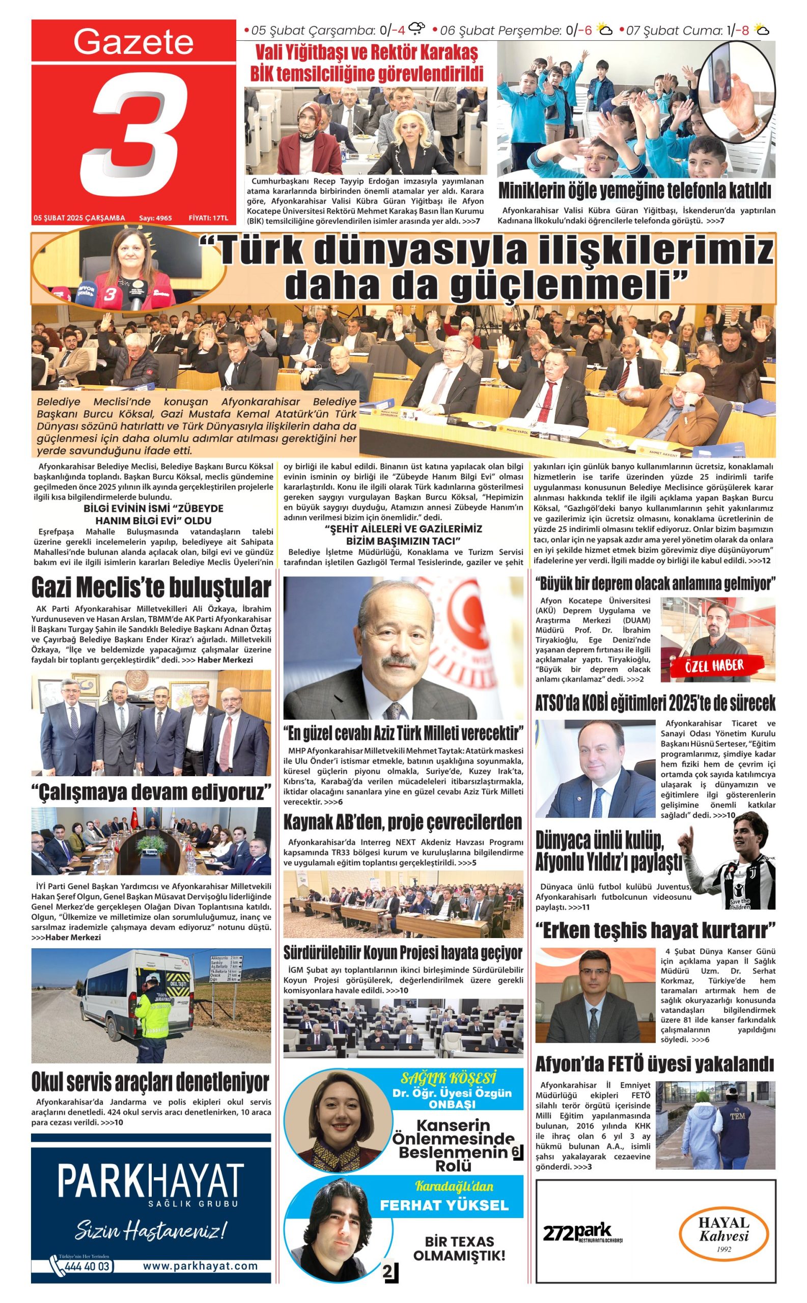 5 Şubat 2025 – Gazete3 | Afyon Haberleri
