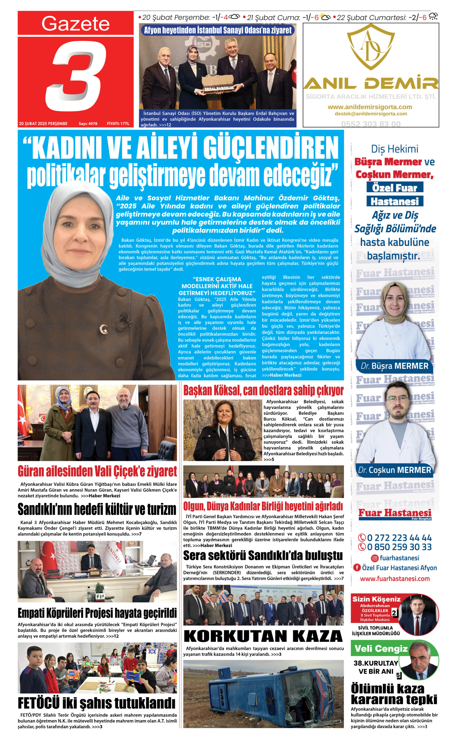 20 Şubat 2025 – Gazete3 | Afyon Haberleri