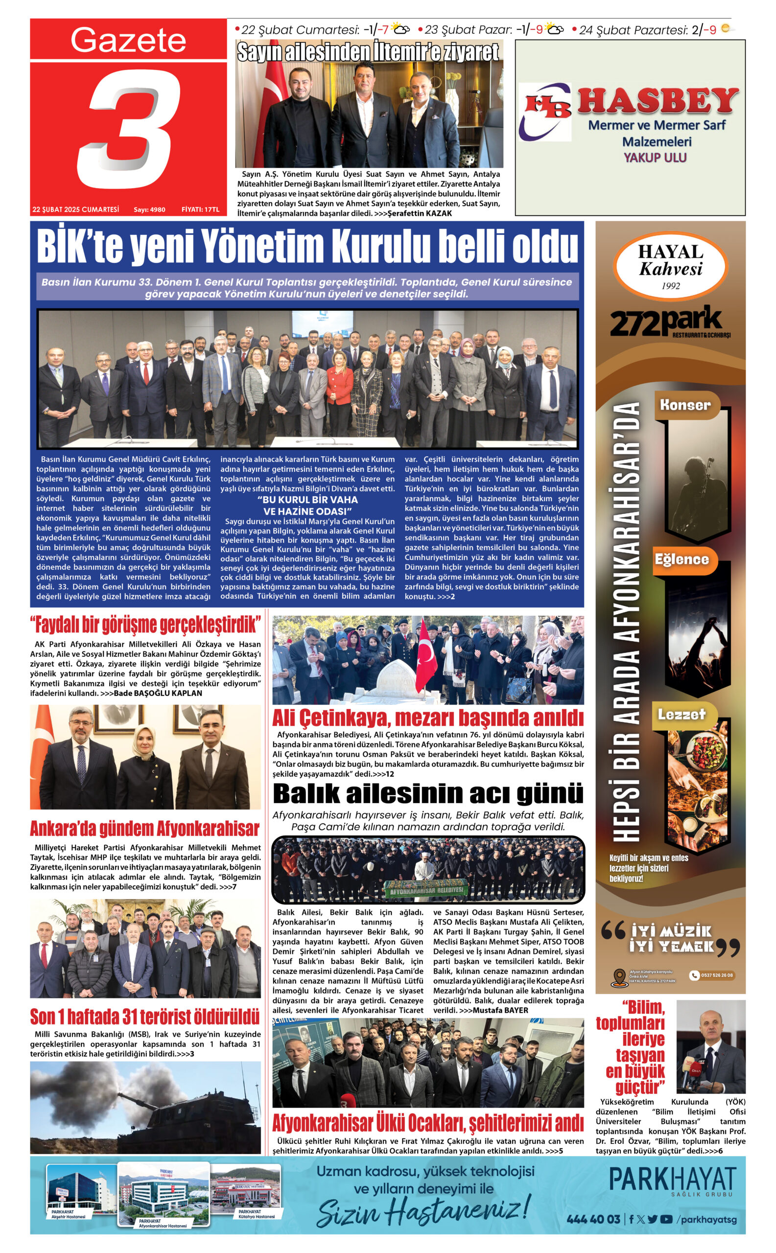 22 Şubat 2025 – Gazete3 | Afyon Haberleri